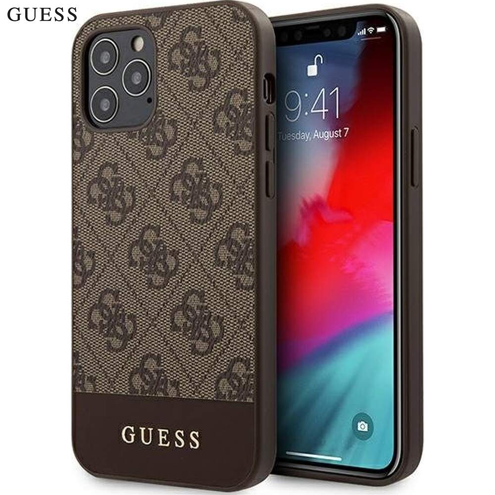 Husa iPhone 12 Pro Max - GUESS 4G Stripe Collection Brown - Livrare 24h